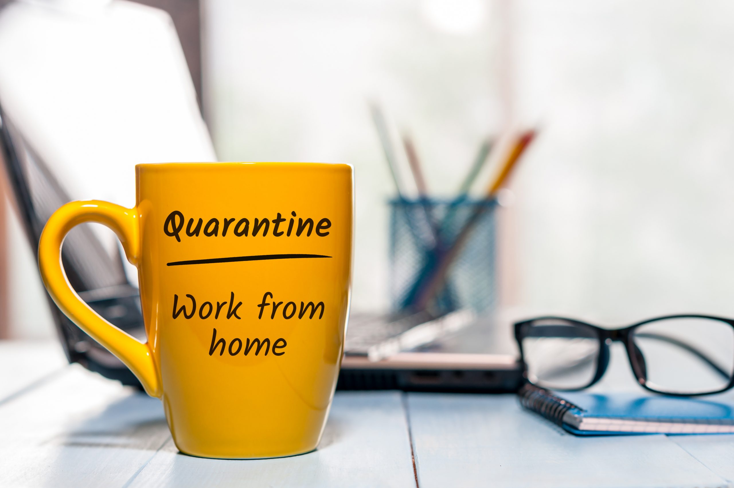 The office is Quarantined, advice to work from home . Pandemic Covid-19 ...