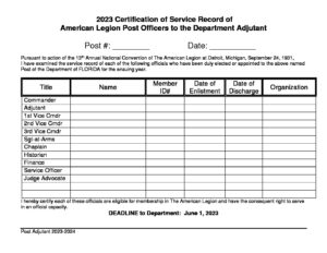 11 – Certification of Post Officers 2023 – BLUE | Florida American Legion