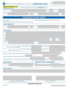 SAL Member Data Form – fillable | Florida American Legion